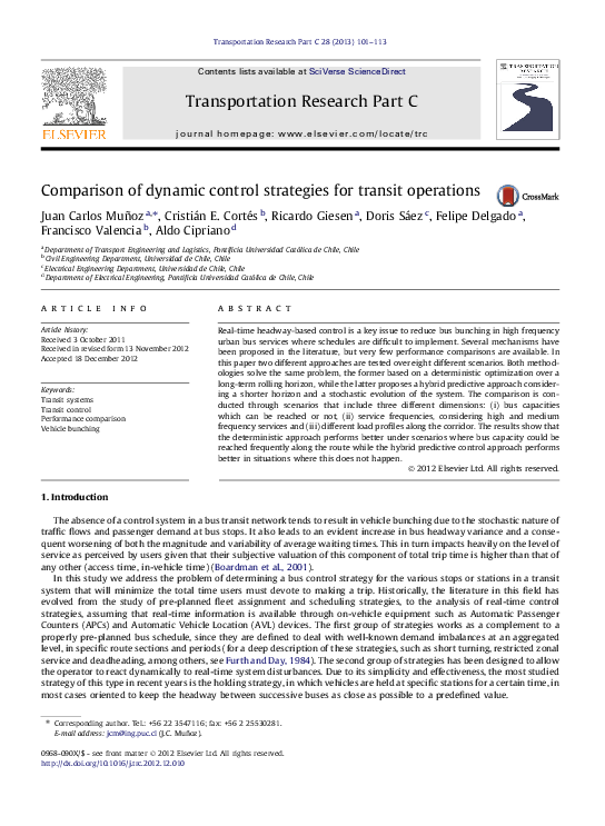 (PDF) Dynamic Control Strategies for Transit Operations