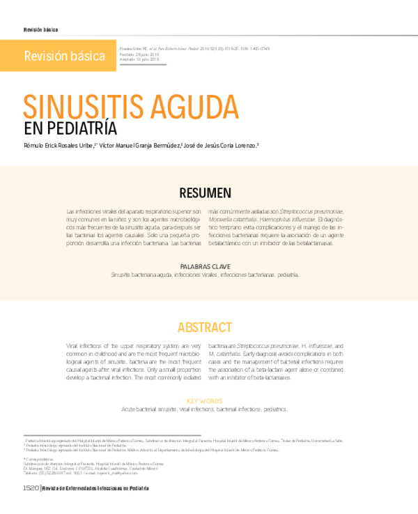 (PDF) Sinusitis aguda en pediatría