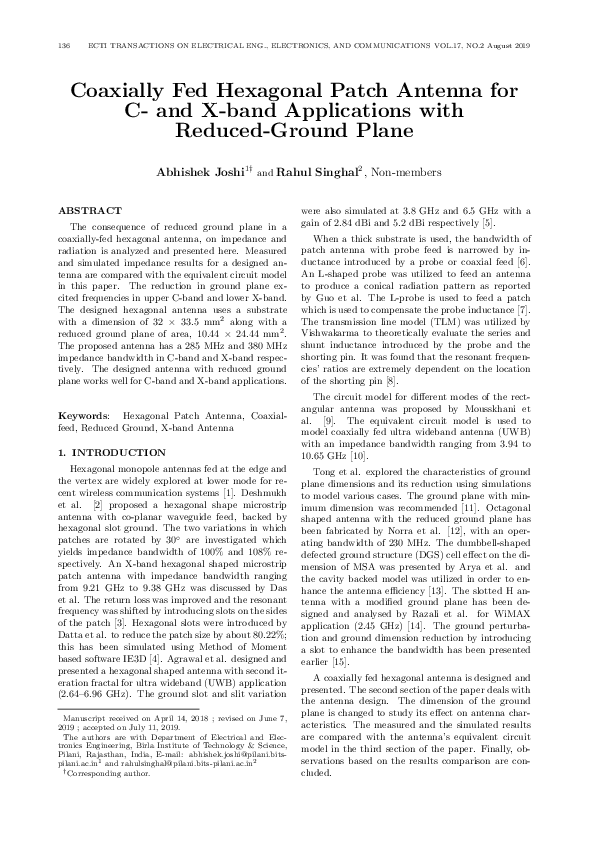 (PDF) Reduced Ground Hexagonal Antenna for C/X-Band