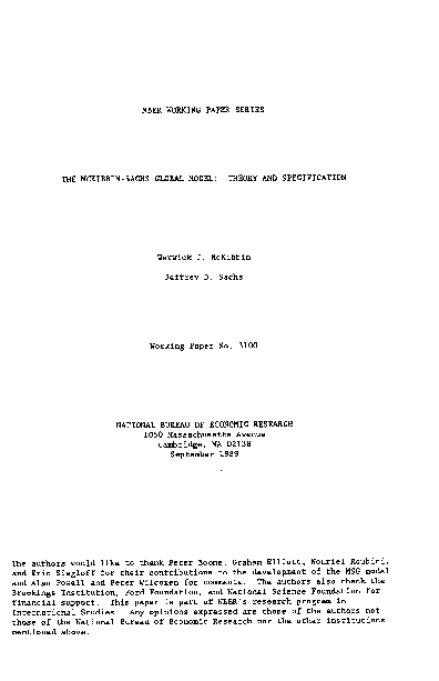 (PDF) The McKibbin-Sachs Global Model: Theory and Specifications