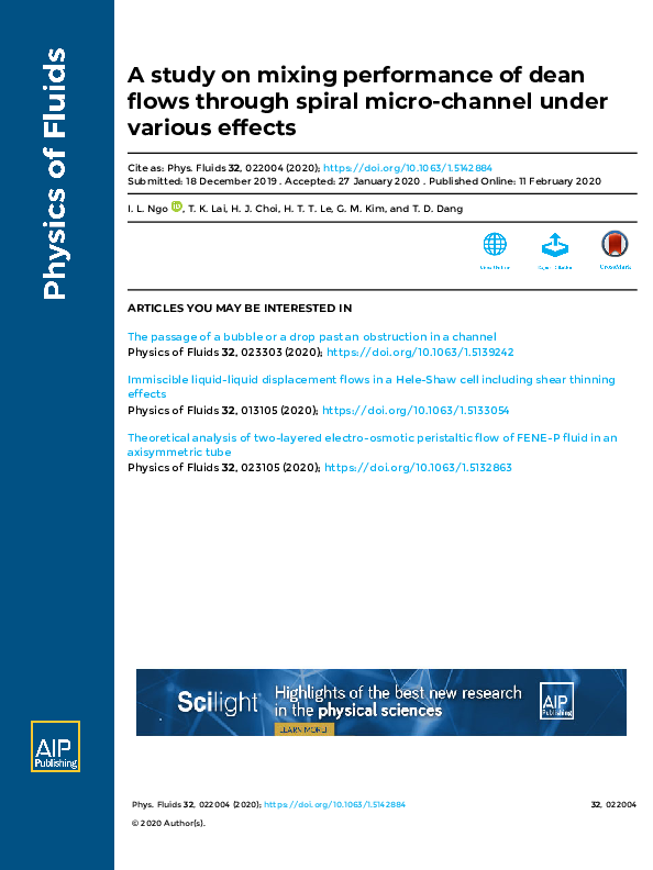 (PDF) A study on mixing performance of dean flows through spiral micro ...