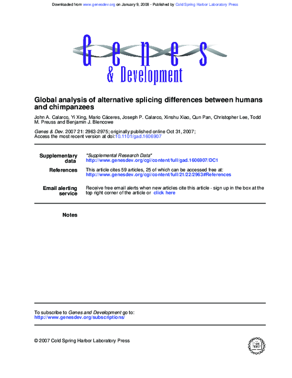 (PDF) Global analysis of alternative splicing differences between ...