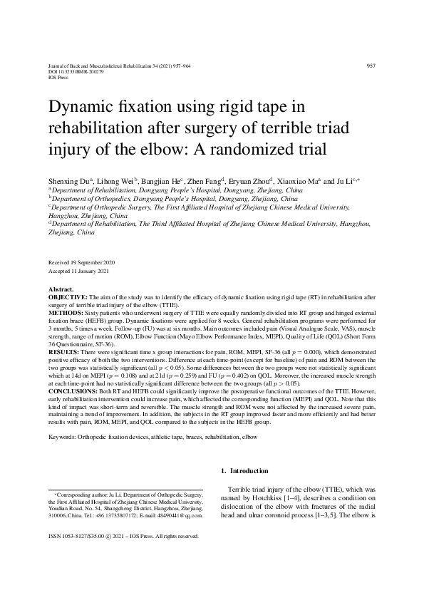 (PDF) Dynamic fixation using rigid tape in rehabilitation after surgery ...