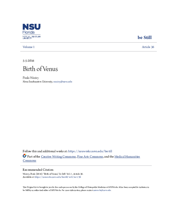 (PDF) Birth of Venus | Paula Faria-Waziry - Academia.edu