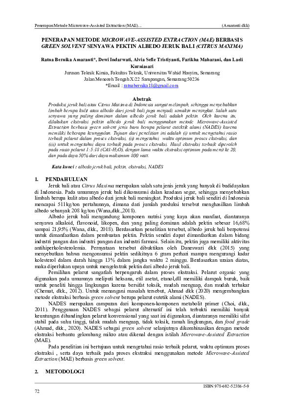 (PDF) Penerapan Metode Microwave-Assisted Extraction (MAE) Berbasis ...