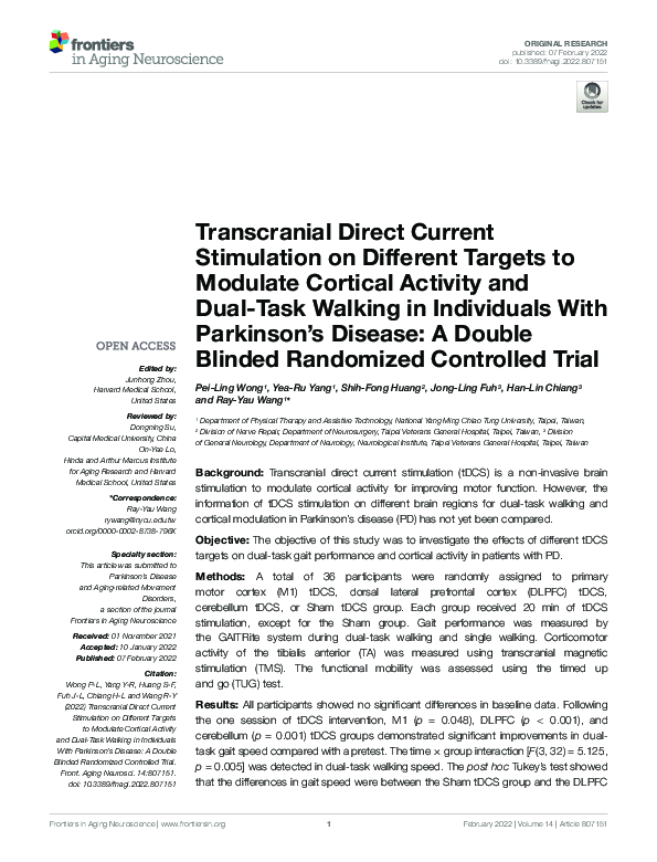 (PDF) Transcranial Direct Current Stimulation on Different Targets to Modulate Cortical Activity ...