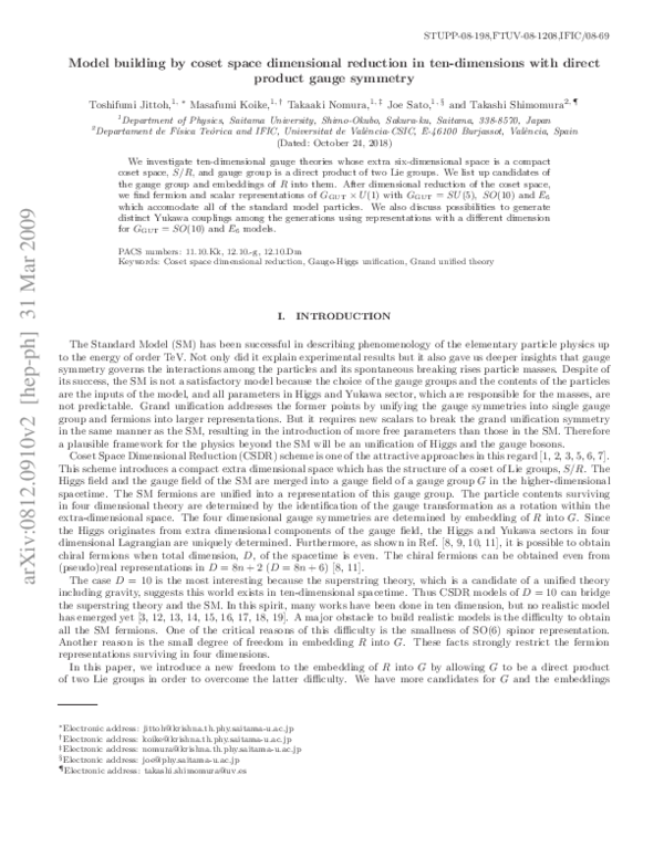 (PDF) Model building by coset space dimensional reduction in ten ...