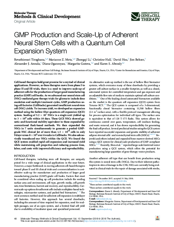 (PDF) GMP Production and Scale-Up of Adherent Neural Stem Cells with a ...