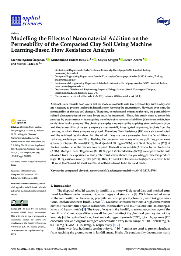 (PDF) Modelling the Effects of Nanomaterial Addition on the Permeability of the Compacted Clay ...