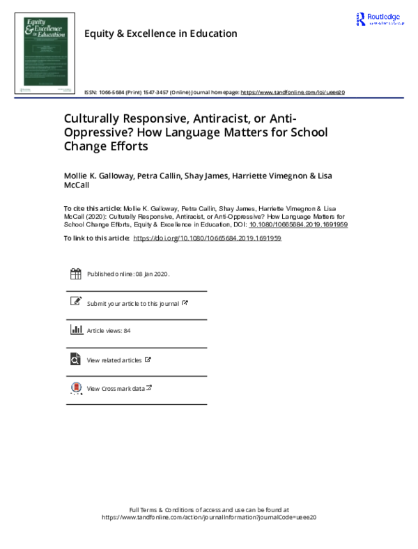 (PDF) Culturally Responsive, Antiracist, or Anti-Oppressive? How ...