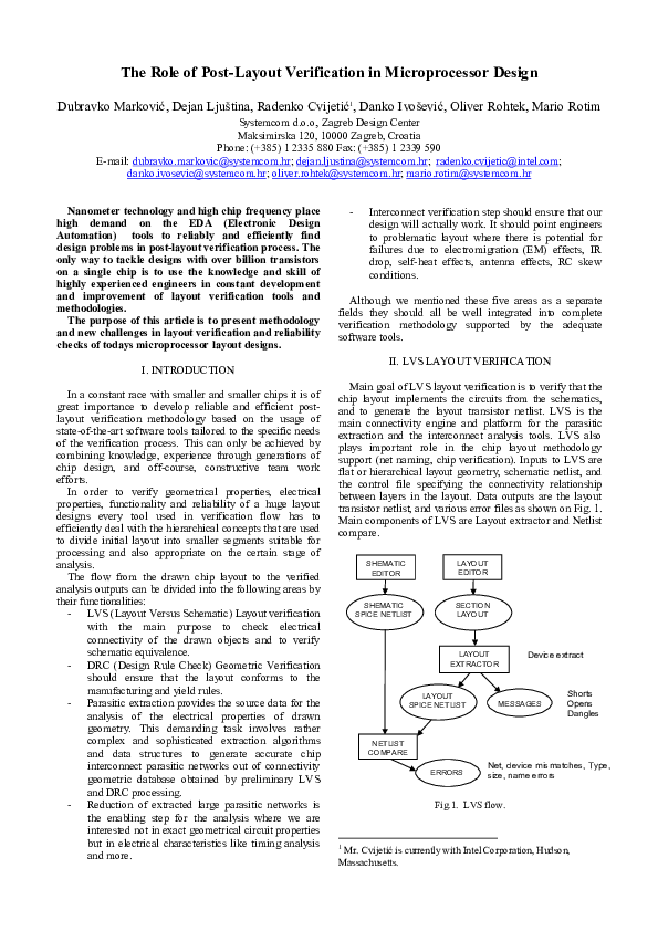 (PDF) The Role of Post-Layout Verification in Microprocessor Design