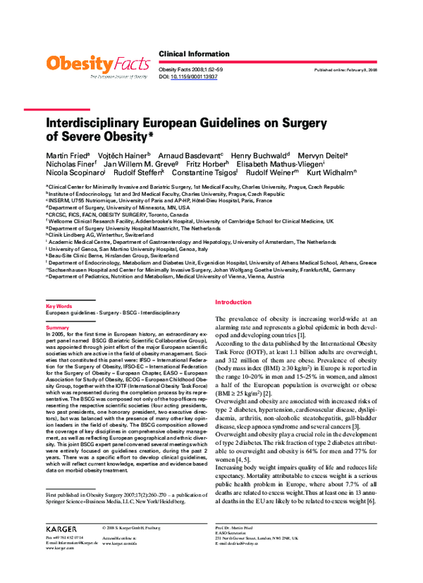 (PDF) European Guidelines for Surgical Management of Severe Obesity