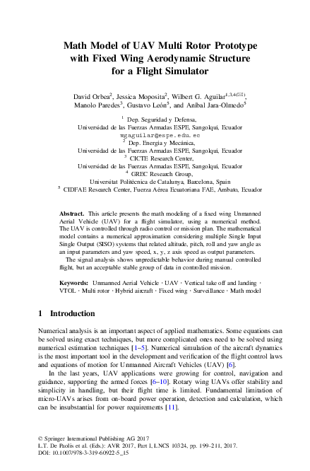 (PDF) Math Model of UAV Multi Rotor Prototype with Fixed Wing Aerodynamic Structure for a Flight ...