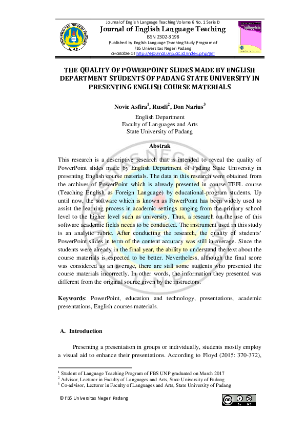 (PDF) The Quality of PowerPoint Slides Made by English Department ...