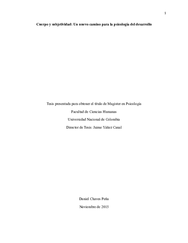 (PDF) Cuerpo y Subjetividad Un Nuevo Camino Para La Psicologia Del Desarrollo