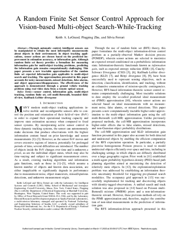 (PDF) A Random Finite Set Sensor Control Approach for Vision-based ...