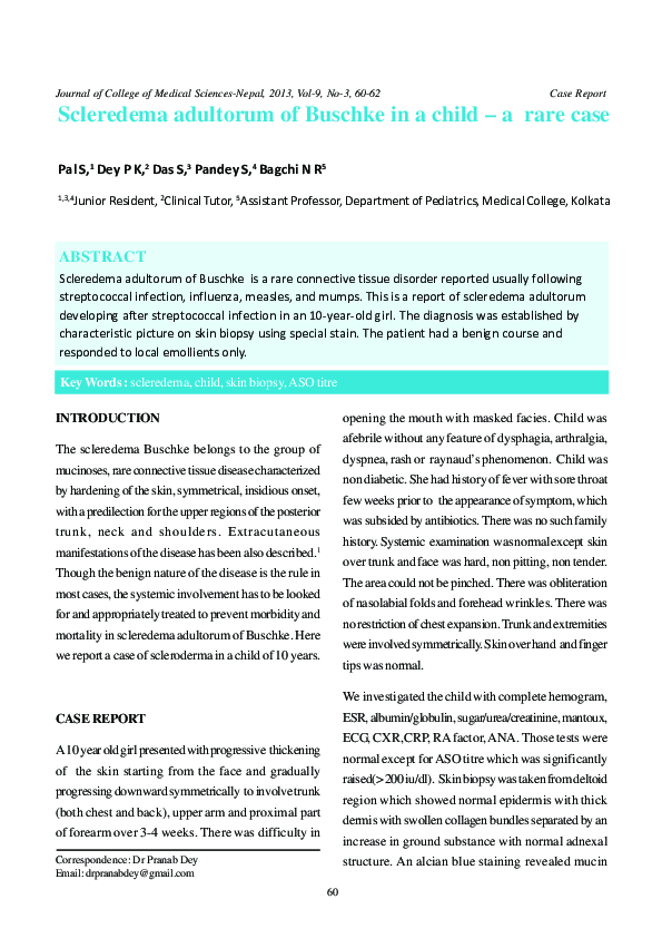 (PDF) Scleredema adultorum of Buschke in a child – a rare case