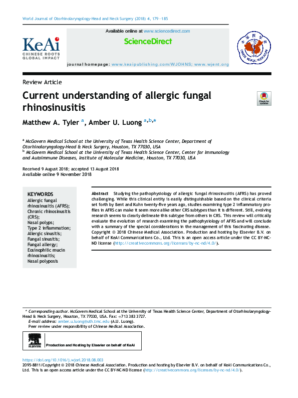 (PDF) Current understanding of allergic fungal rhinosinusitis and ...
