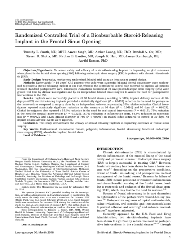 (PDF) Randomized controlled trial of a bioabsorbable steroid-releasing ...