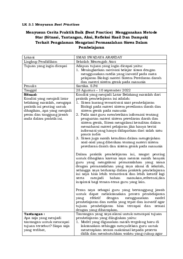 (DOC) Menyusun Cerita Praktik Baik (Best Practice) Menggunakan Metode ...