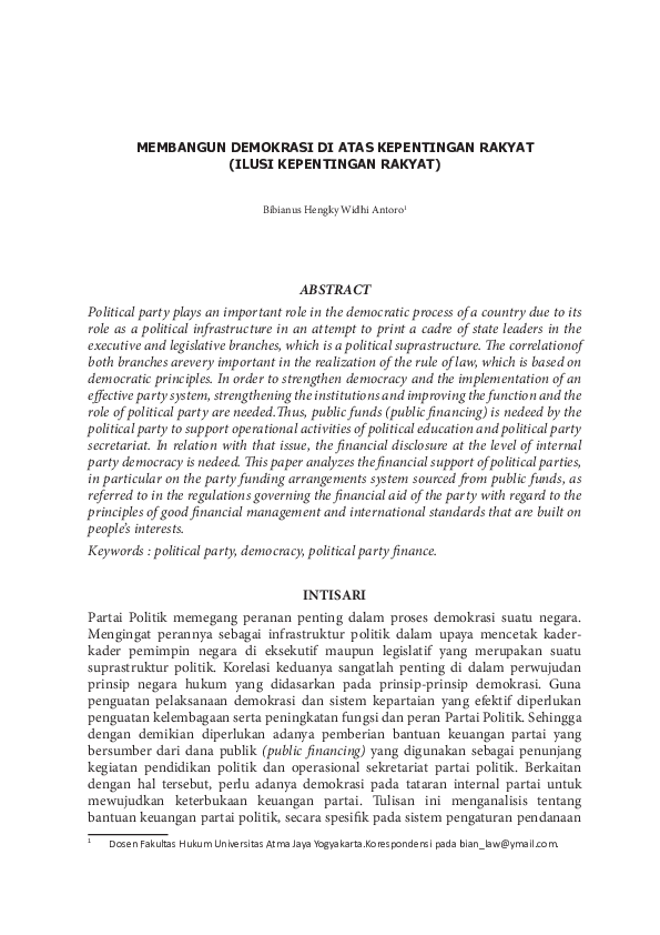 (PDF) Membangun Demokrasi DI Atas Kepentingan Rakyat (Ilusi Kepentingan ...