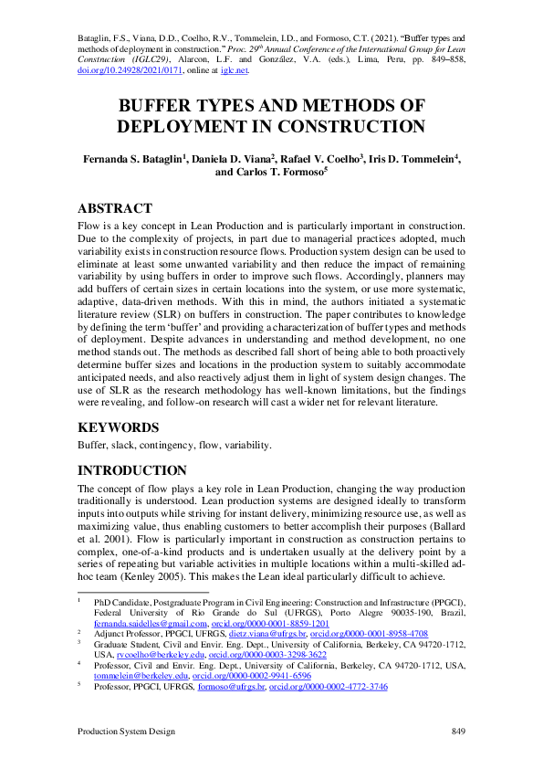 (PDF) Buffer Types and Methods of Deployment in Construction