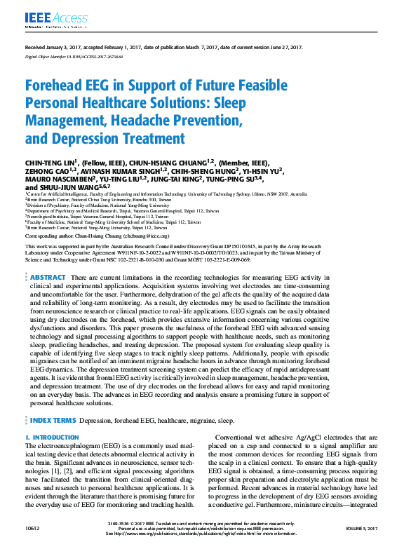 (PDF) Forehead EEG in Support of Future Feasible Personal Healthcare ...