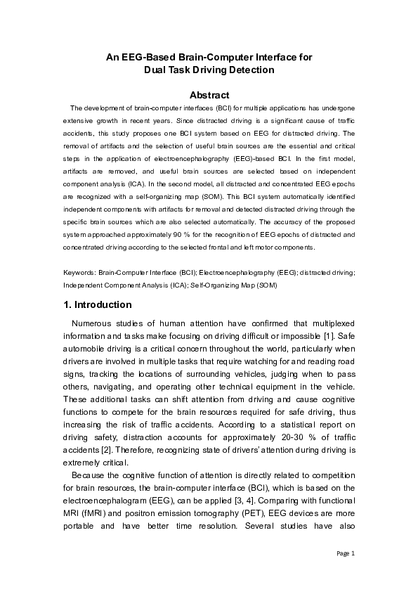 (PDF) An EEG-based brain–computer interface for dual task driving detection