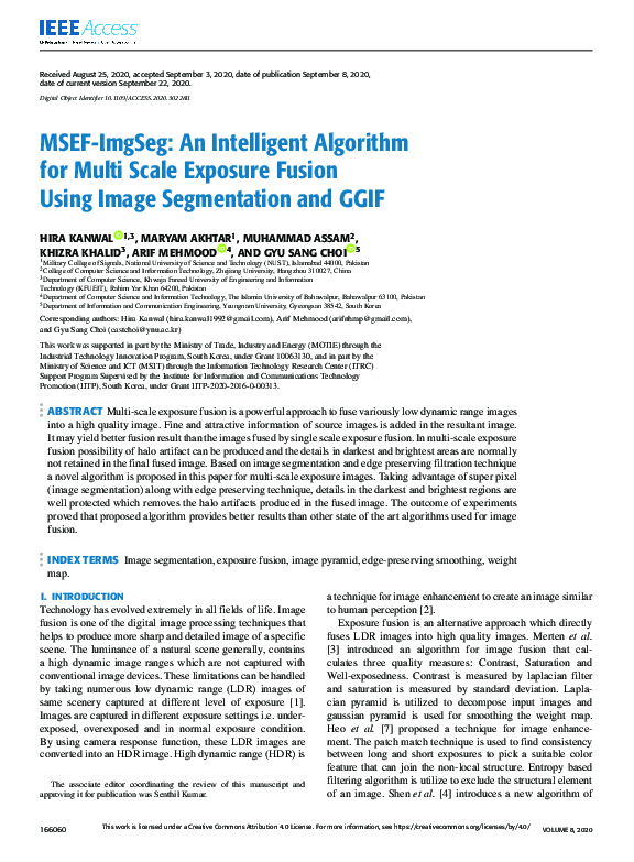 (PDF) MSEF-ImgSeg: An Intelligent Algorithm for Multi Scale Exposure Fusion Using Image ...