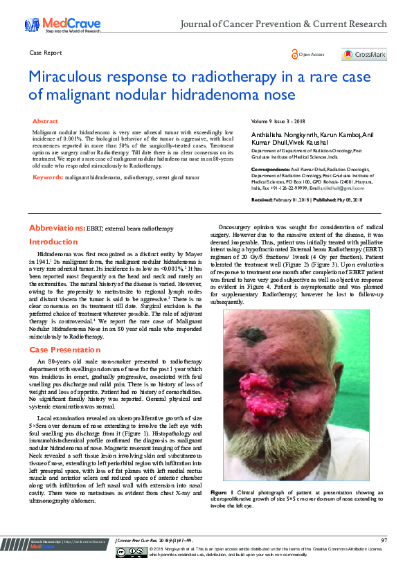 (PDF) Miraculous response to radiotherapy in a rare case of malignant ...
