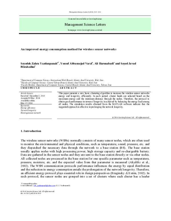 (PDF) Efficient Energy Clustering for Sensor Networks