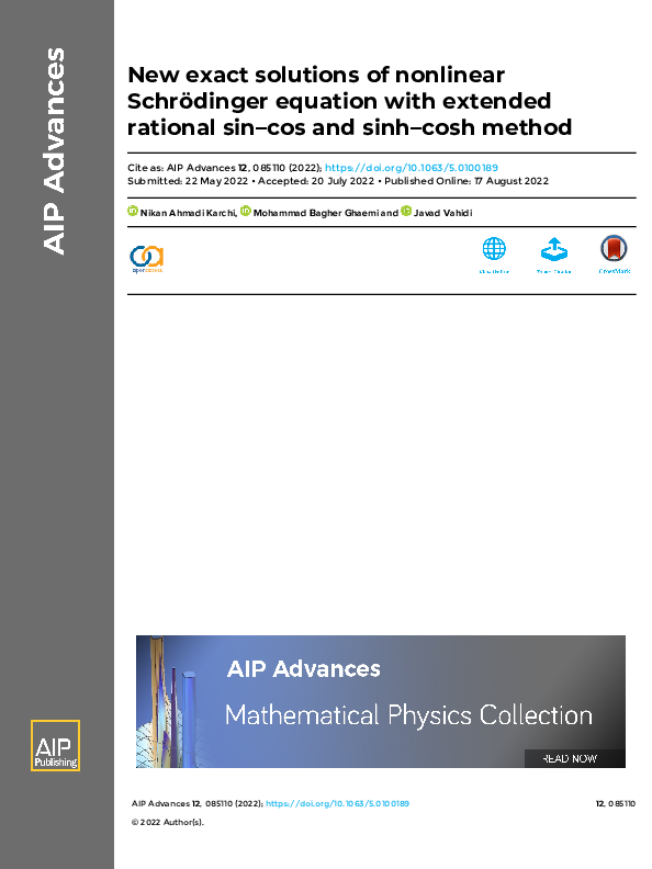 (PDF) New exact solutions of nonlinear Schrödinger equation with extended rational sin–cos and ...