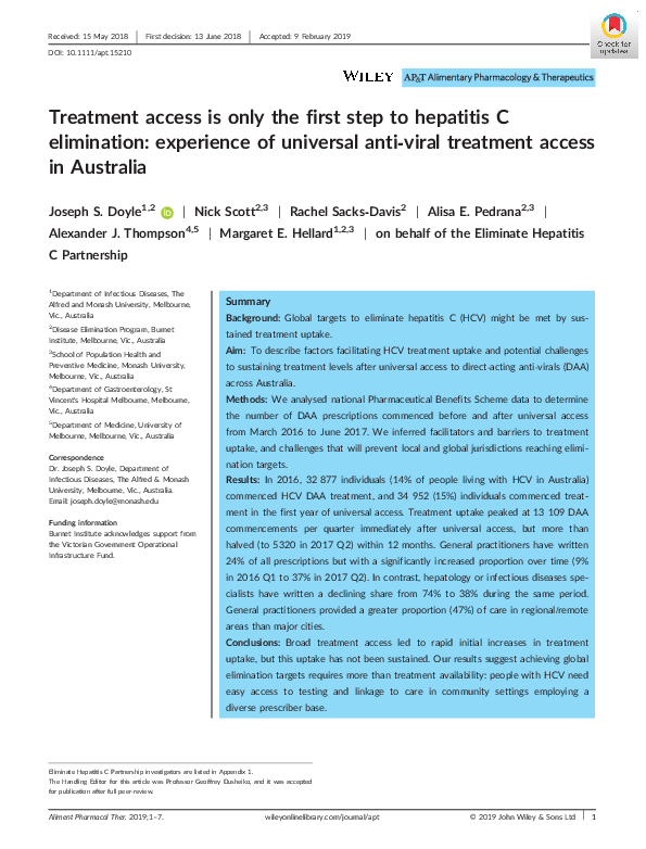 (PDF) Treatment access is only the first step to hepatitis C ...