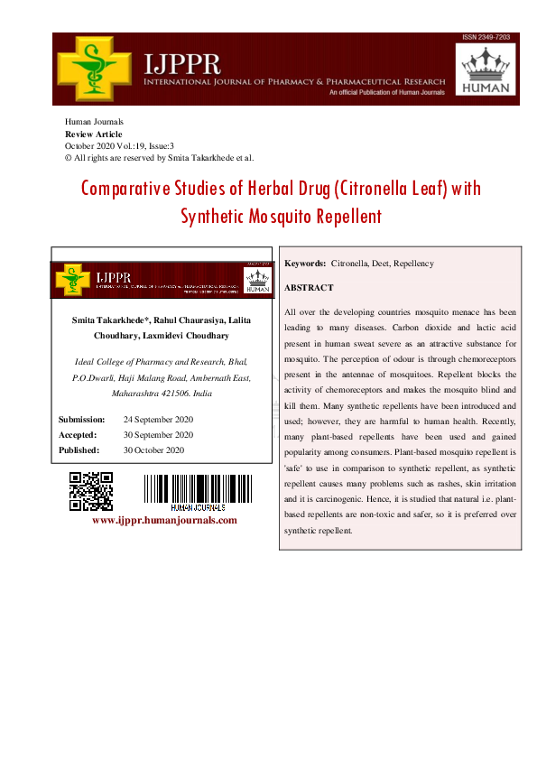 (PDF) Comparative Studies of Herbal Drug (Citronella Leaf) with ...