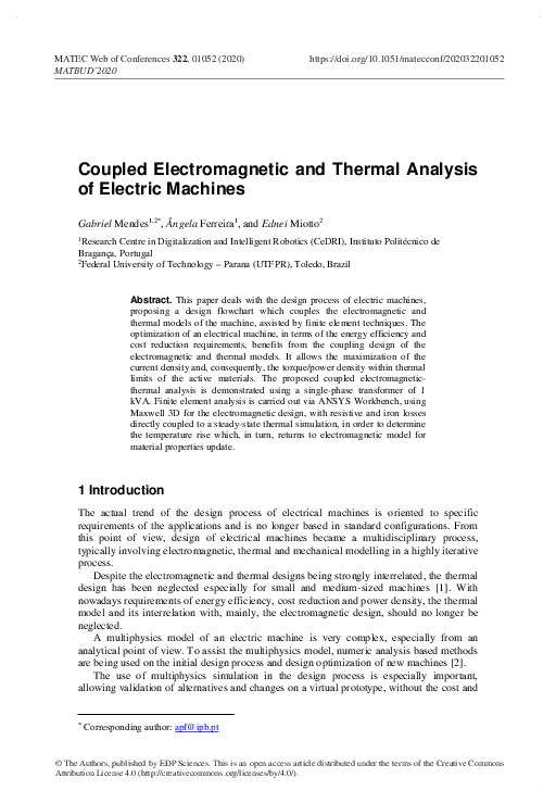 Pdf Coupled Electromagnetic And Thermal Analysis Of Electric Machines