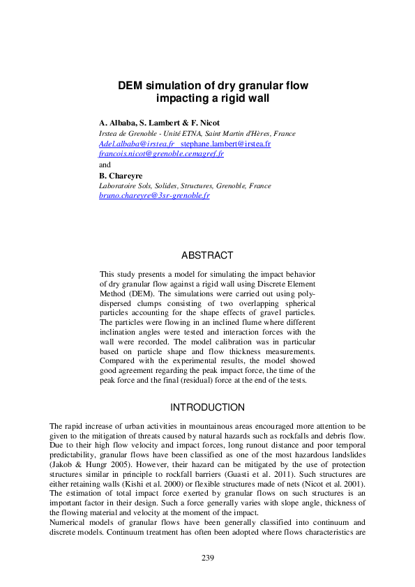 (PDF) DEM simulation of dry granular flow impacting a rigid wall