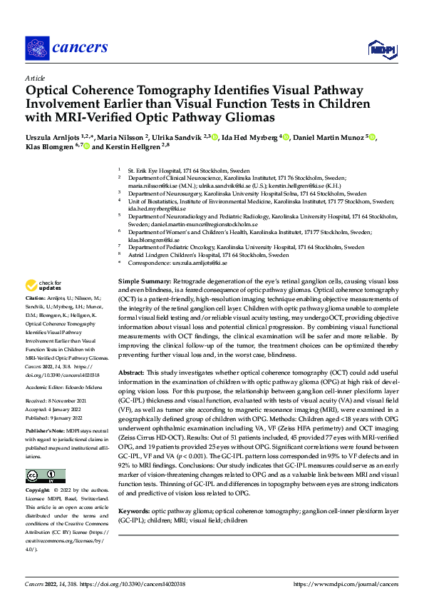 (PDF) Optical Coherence Tomography Identifies Visual Pathway ...