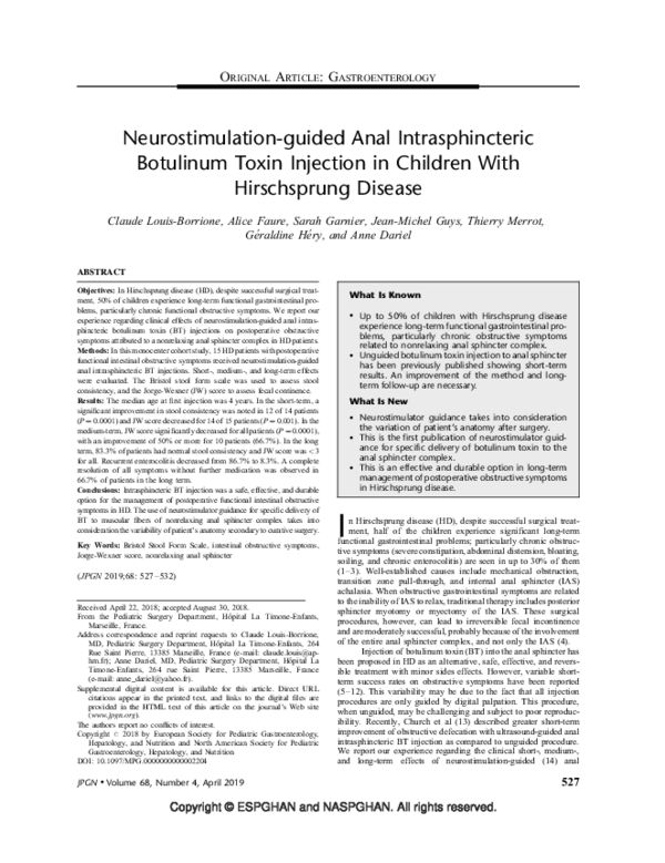 (PDF) Neurostimulation-Guided Anal Intrasphincteric Botulinum Toxin ...