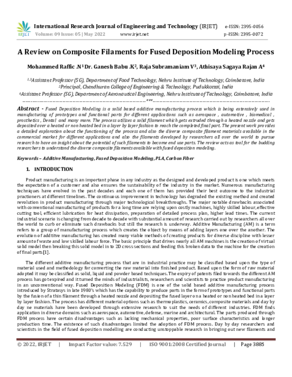 (PDF) A Review on Composite Filaments for Fused Deposition Modeling Process