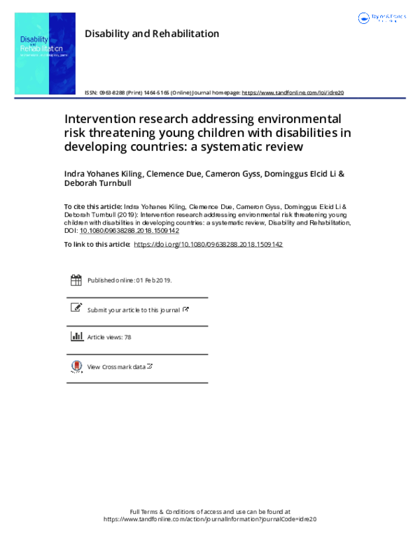 (PDF) Intervention research addressing environmental risk threatening ...