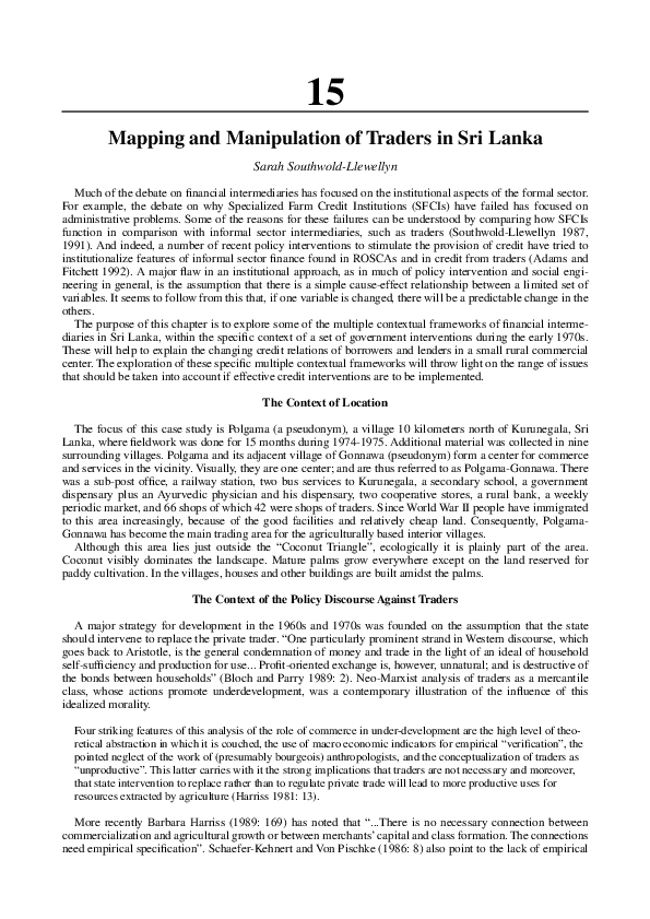 (PDF) Mapping and Manipulation of Traders in Sri Lanka