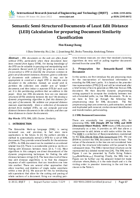 (PDF) Semantic Semi-Structured Documents of Least Edit Distance (LED) Calculation for preparing ...