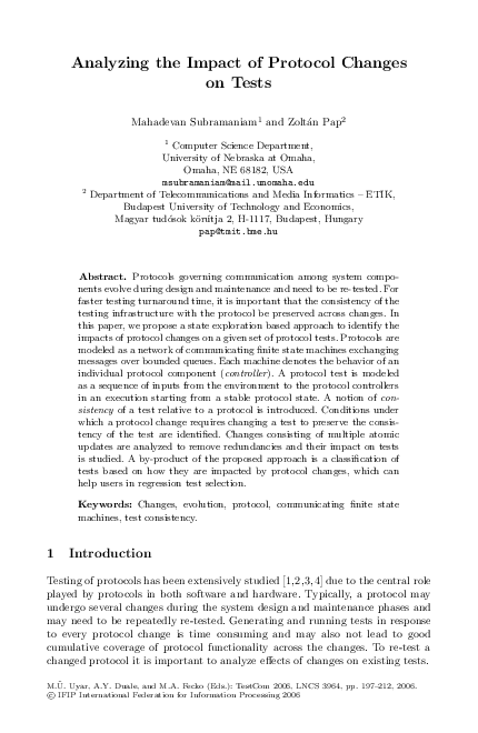 (PDF) Analyzing the Impact of Protocol Changes on Tests