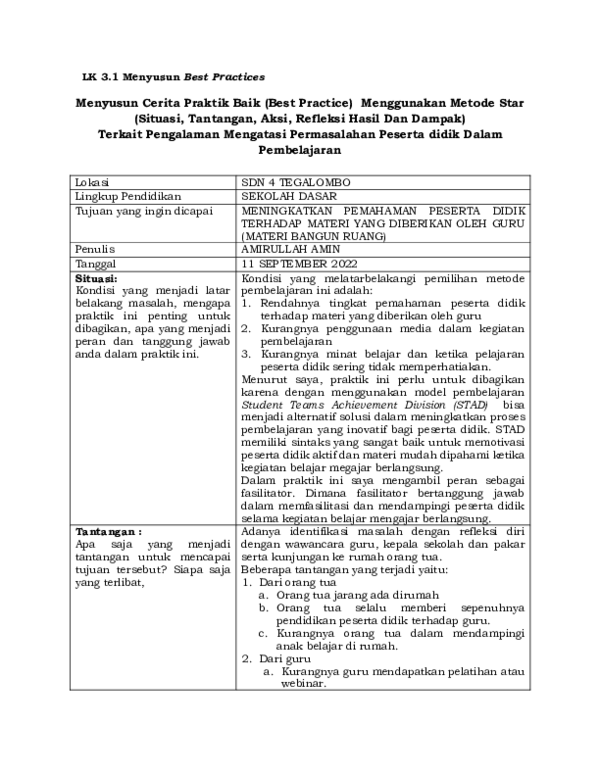 (PDF) Menyusun Cerita Praktik Baik (Best Practice) Menggunakan Metode ...