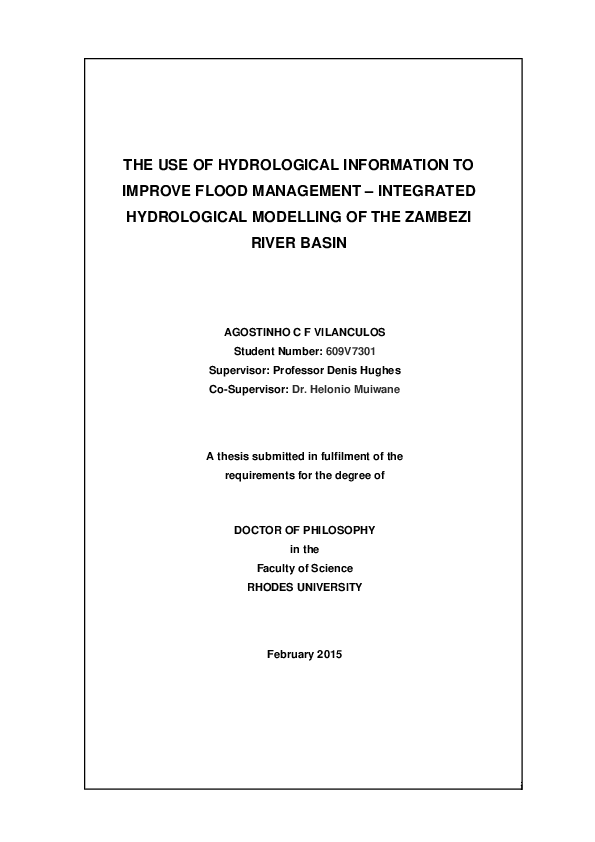 (PDF) The use of hydrological information to improve flood management-integrated hydrological ...