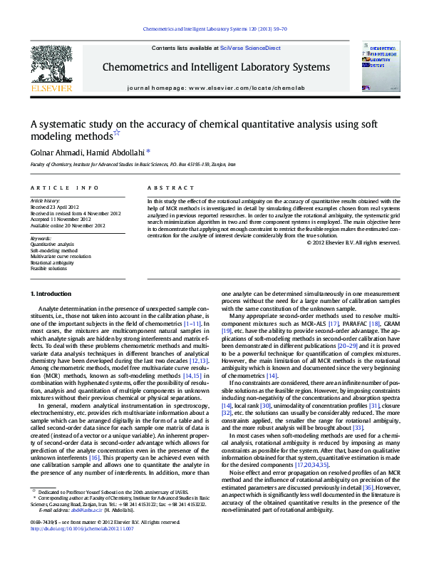 (PDF) A systematic study on the accuracy of chemical quantitative ...