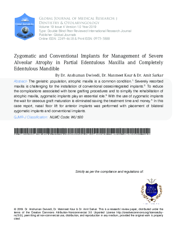 (PDF) Zygomatic and Conventional Implants for Management of Severe ...