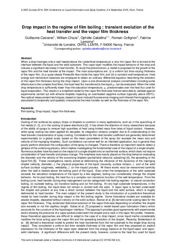 (PDF) Drop impact in the regime of film boiling : transient evolution ...