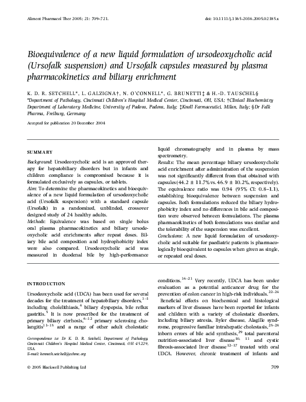 (PDF) Bioequivalence of a new liquid formulation of ursodeoxycholic ...