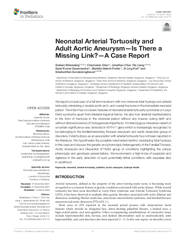 (PDF) Neonatal Arterial Tortuosity and Adult Aortic Aneurysm—Is There a Missing Link?—A Case Report